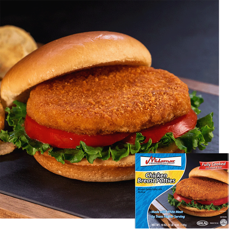 Midamar Halal Chicken Breast Patties Fully Cooked – midamarwholesale